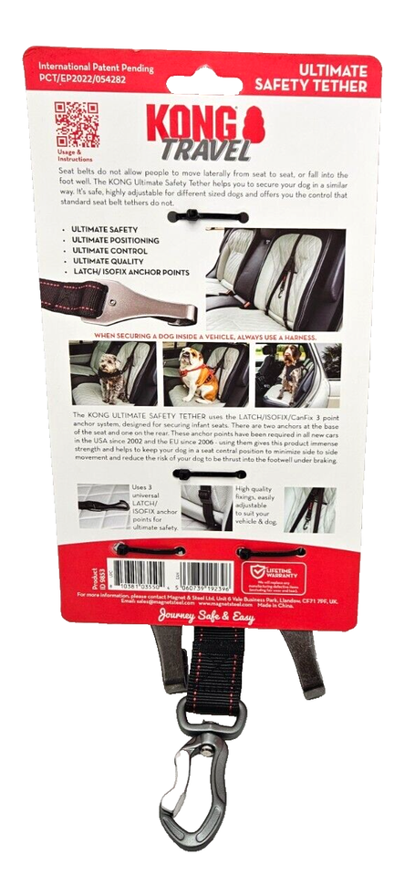 Kong Travel Ultimate Seat Belt Safety Tether Latch Isofix Canfix Black ...