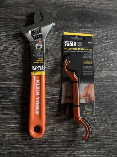 Klein Tools 050710 10” Adjustable Wrench & 50900R Offset Locknut Wrench ...