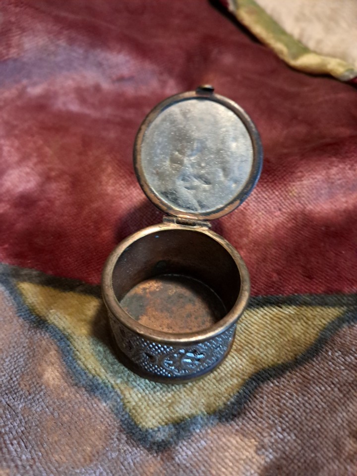 Antique German Souvenir Pill Box – Rhayader Scene – Brass with Photo ...