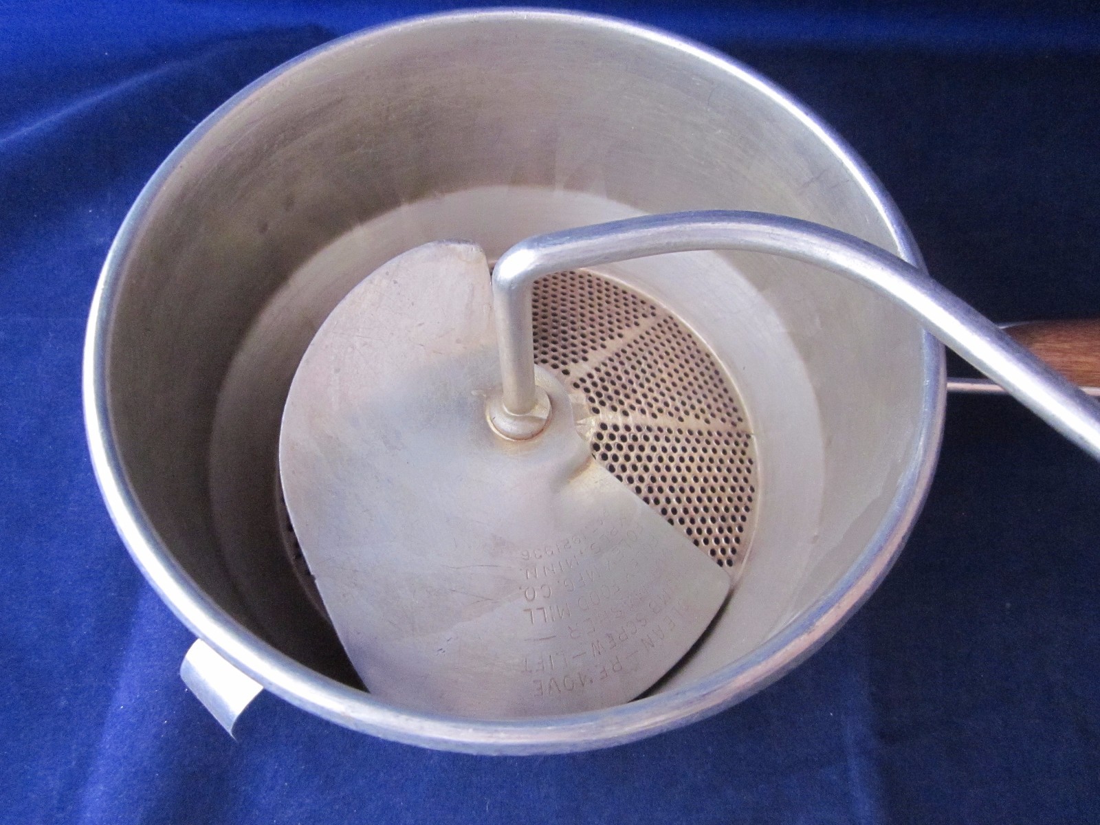 FOLEY FOOD MILL Masher Strainer Wood Handles Patent 1921936 Pot Rests ...