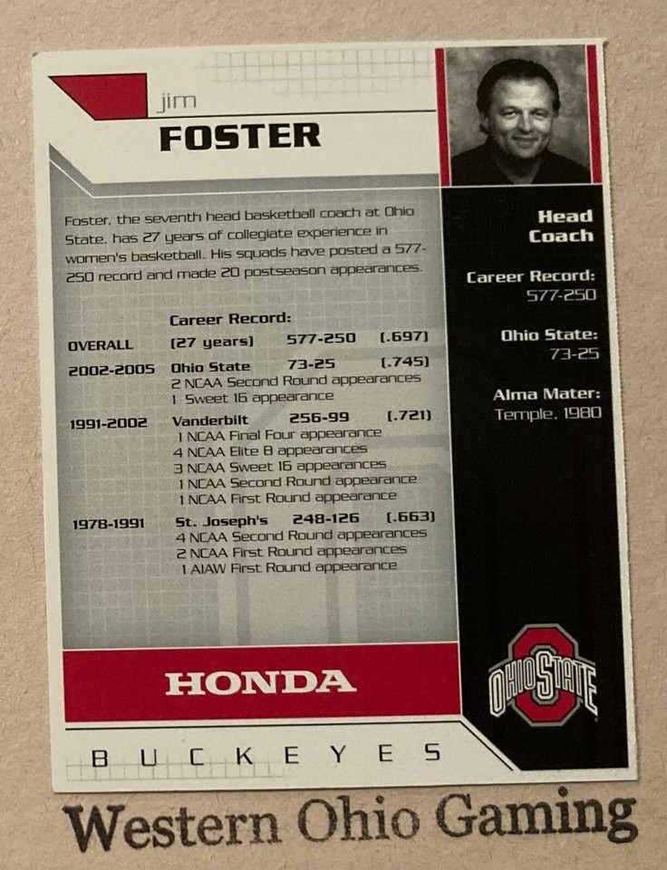 2006-07 Honda Ohio State Buckeyes Jim Foster Coach | eBay