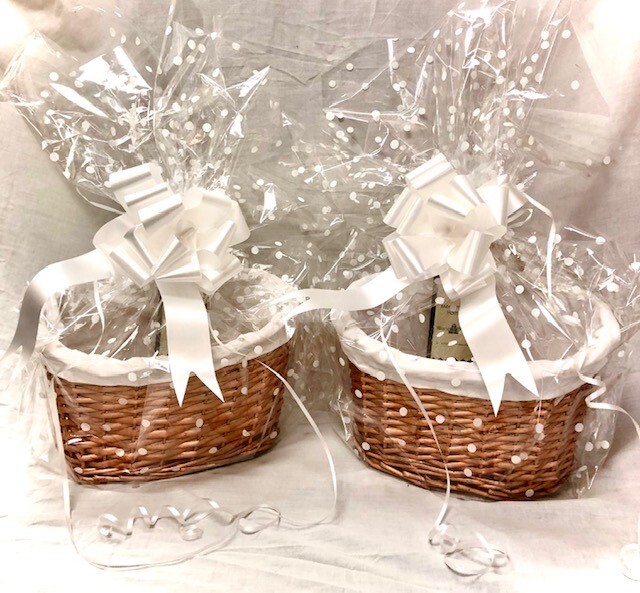 2 x Make Your Own HAMPER Kit Inc Oval Basket Cellophane & Bow S, M or L ...