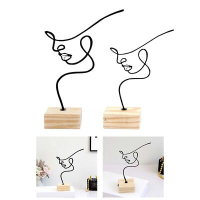 Nordic Abstract Face Outline Sculpture Wrought Iron Figure Minimalist ...