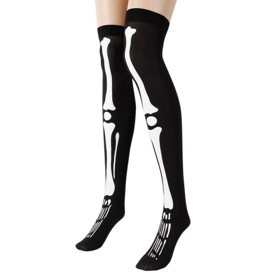 Premium Knee High Socks Skeleton Socks Halloween Masquerade Carnival ...