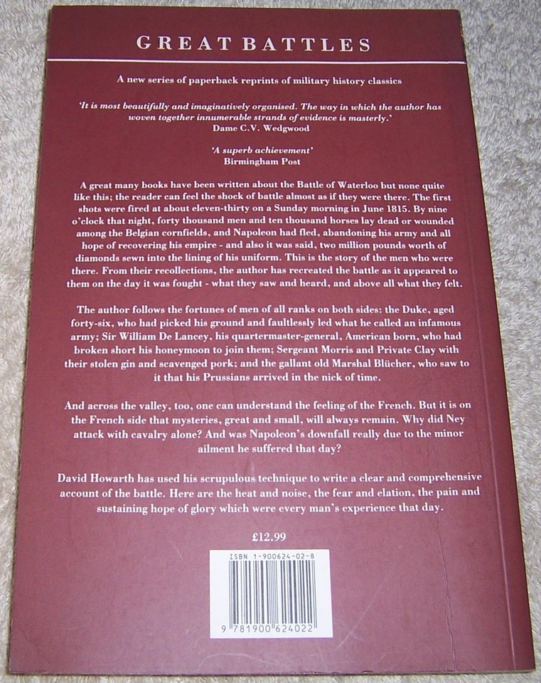 Waterloo: A Near Run Thing (Great Battles) David Howarth pb ...
