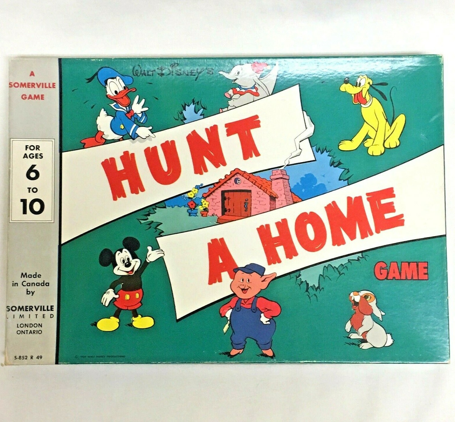 Disney Board Game Hunt a Home 1959 Mickey Donald Goofy Thumper Jumbo ...