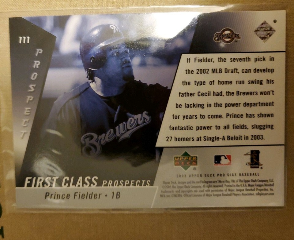 Prince Fielder 2005 UD Pro sigs pros #111 Rookie RC Prospect Youngest ...