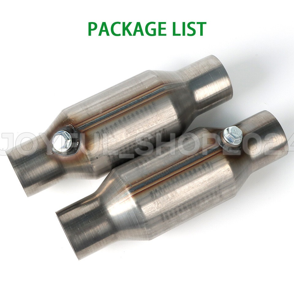2Pcs 2.5" Universal High Flow Performance Catalytic Converter Stainless ...