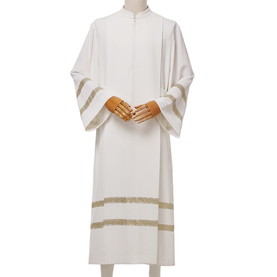 Christian Catholic Priest Pleated Alb Clergy Ivory White Robe Pastor ...