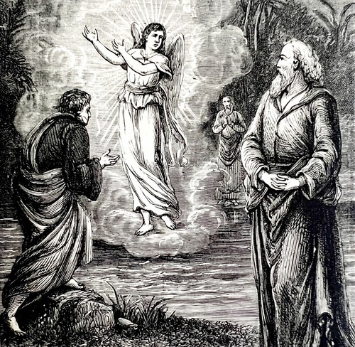 1880 Angel Tells Of Antichrist Reign Victorian Wood Engraving Religious ...
