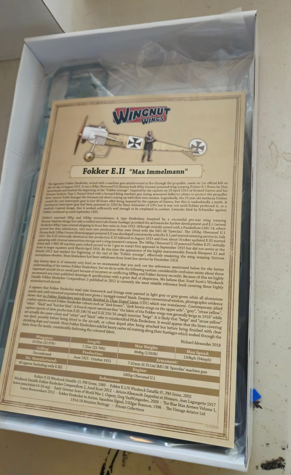 Wingnut Wings 1:32 Fokker E.II "Max Immelmann" WWI Eindecker - Special ...