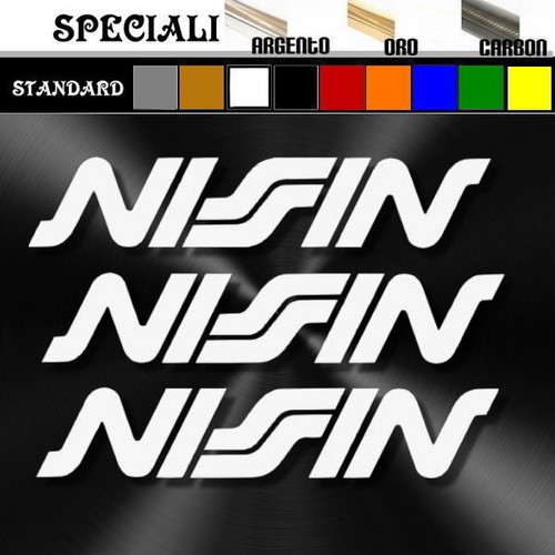 coppia adesivo sticker NISSIN decal prespaziato,auto,brake moto,casco 9 ...