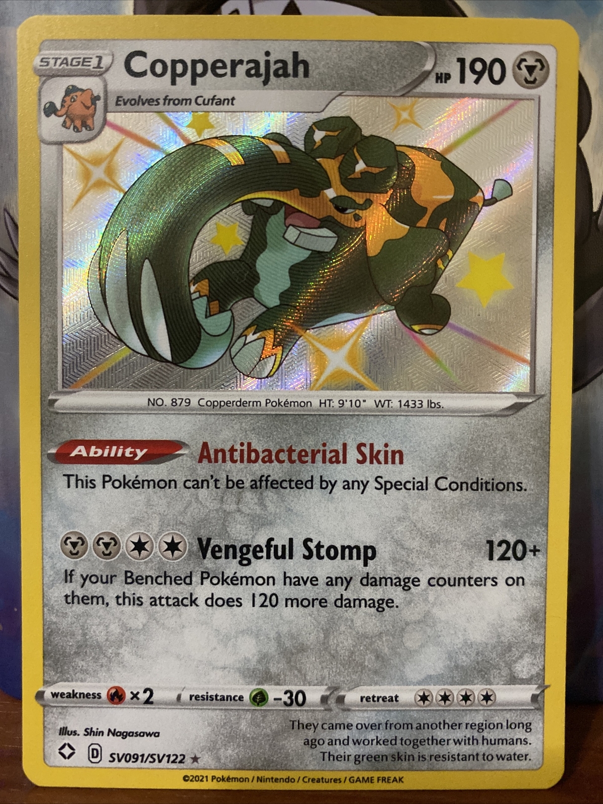 Pokémon TCG Copperajah Shining Fates SV091/SV122 Holo Shiny Holo Rare ...