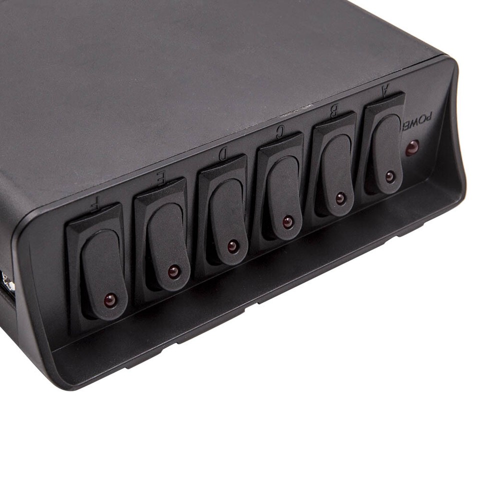 Waterproof 80A Rocker Switch Box Warning Lights 12V 6-Gang Controller ...