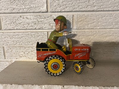 VINTAGe GI Joe Jouncing Jeep TIN WIND UP EXC Unique Art | eBay