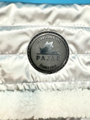 Pajar Silver Quilted Faux White Shearling Trim Convertible Shoulder Bag ...