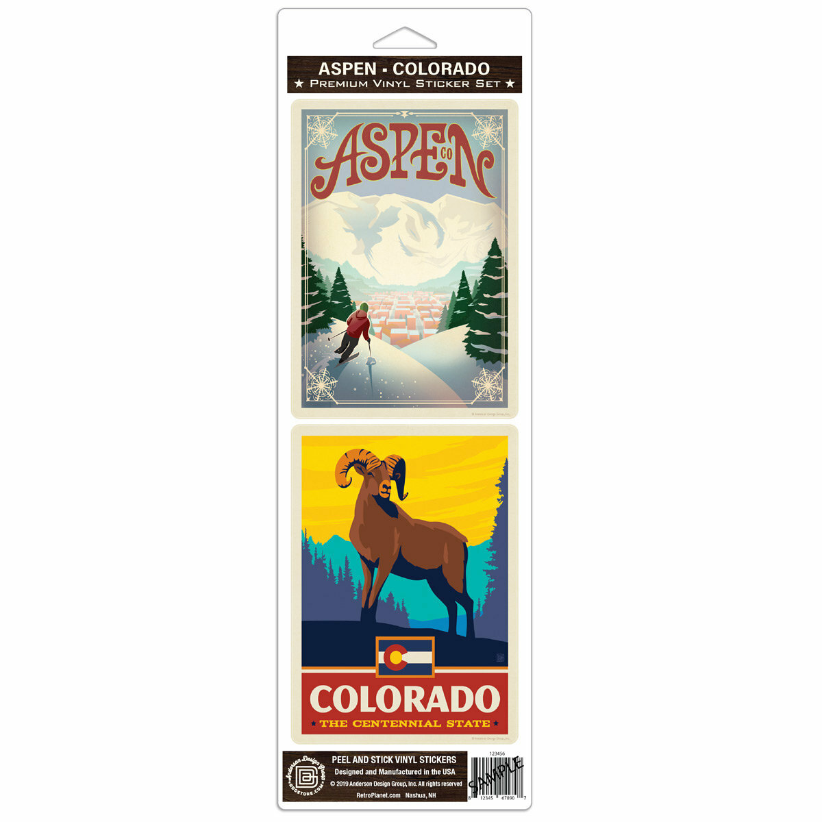 Aspen Colorado Skiier Sticker Set of 2 Vintage-Style Travel Decals | eBay