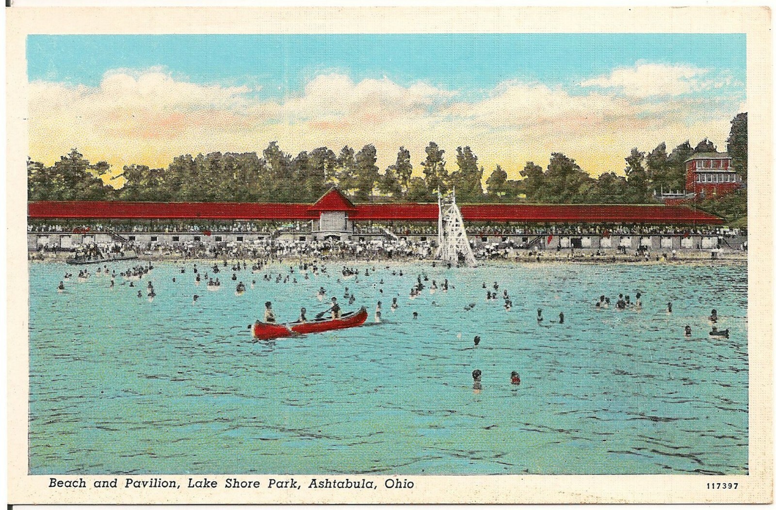 Beach and Pavilion, Lake Shore Park, Ashtabula OH Postcard | eBay