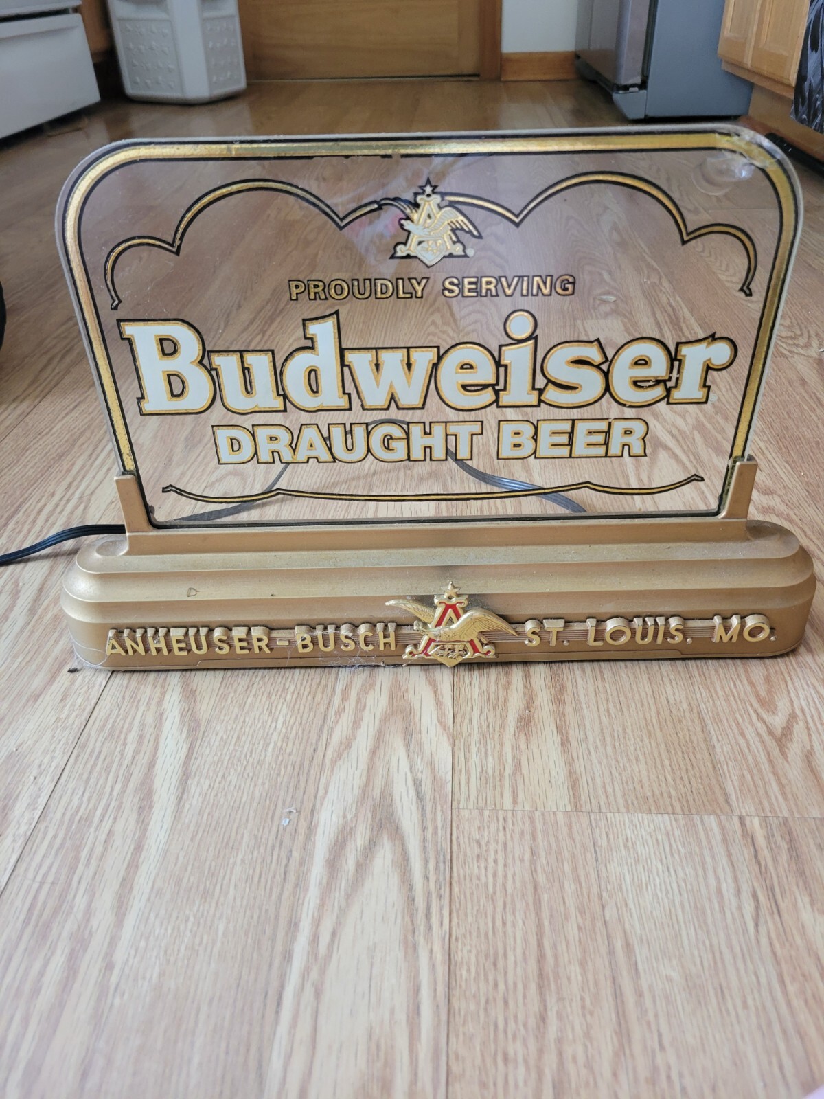 Vintage Budweiser Draft Beer Lighted Bar Back Sign WORKS MISSING BACK ...