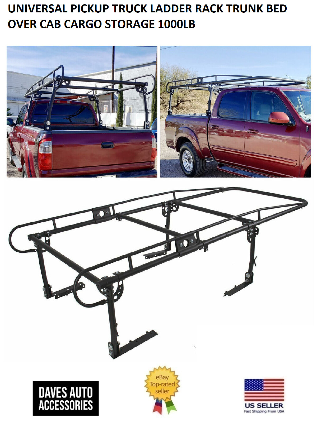 Universal Adjustable Bed Truck Ladder Rack Assembly CAB Storage 1000LB ...