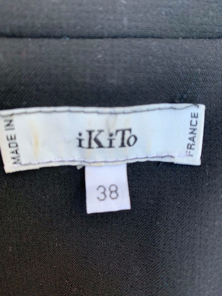 IKITO FRANCE GORGEOUS FITTED WOOL BLEND BLACK JACKET W/ FLORAL POCKET ...