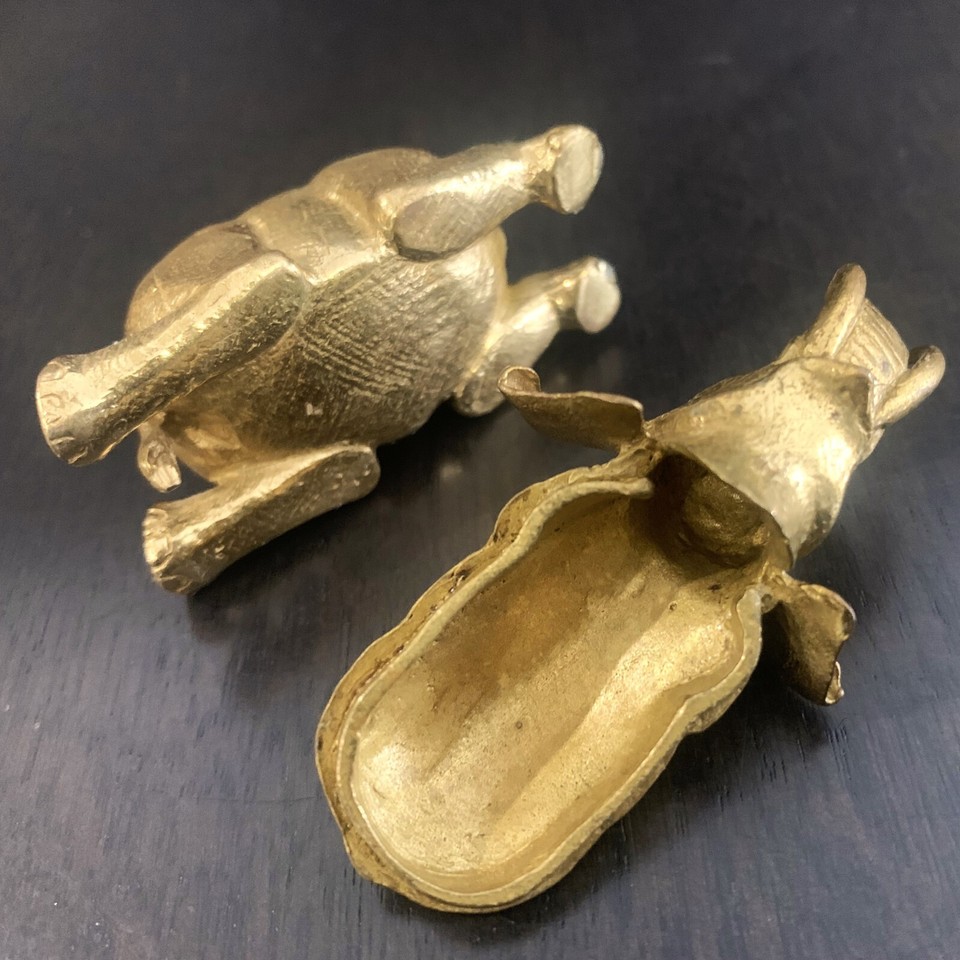 Cast Brass Reclining Elephant - Small Figural Pill / Trinket Box 7.5cm ...