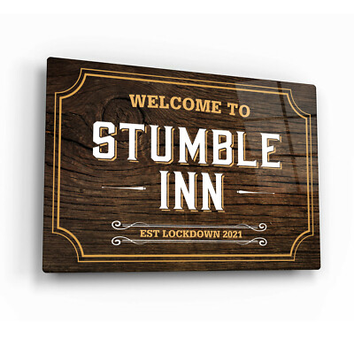 Personalised Welcome Bar Sign Printed onto Gloss Metal. Traditional Pub ...