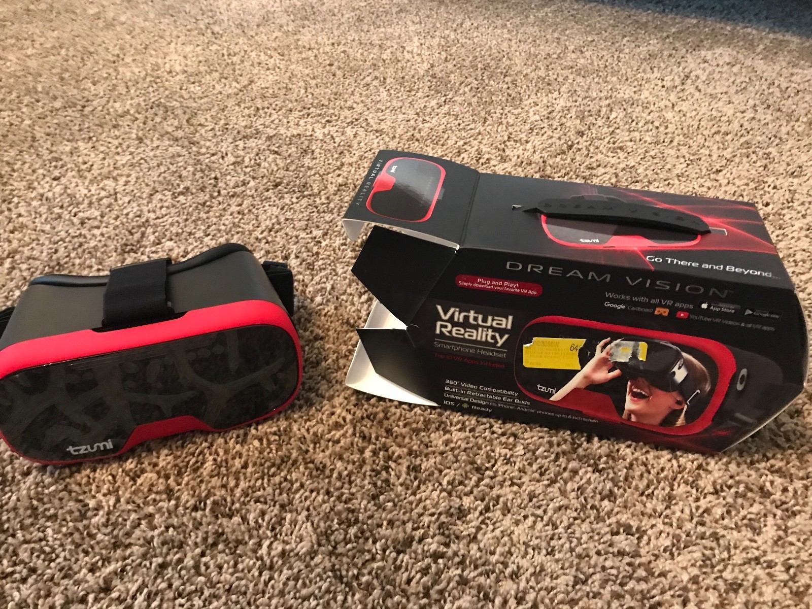 Tzumi Dream Vision Virtual Reality VR Smartphone Headset EarBuds 360 ...