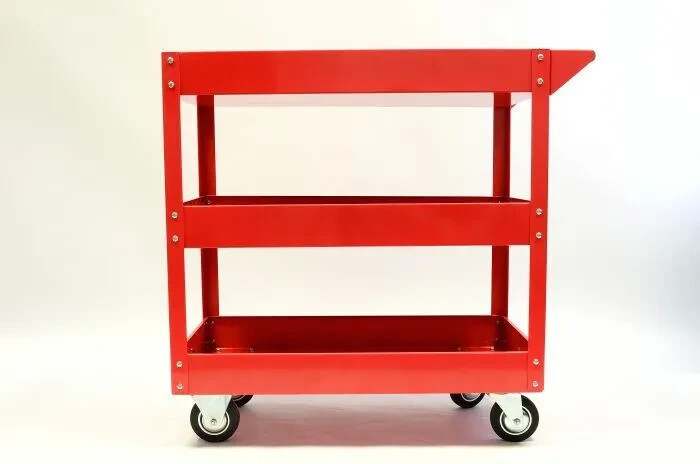 Hilka Service Cart red metal garage parts storage mechanics wheels tool ...