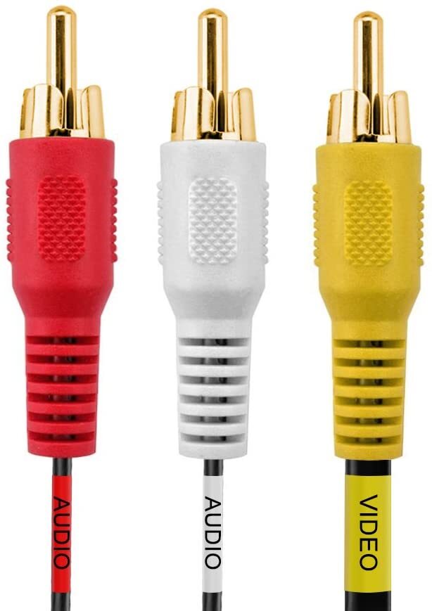 3-RCA Composite Video/Audio Cable Yellow Red White Stereo AV Cord TV ...