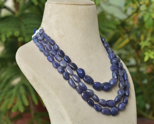 BLUE Tanzanite Gemstone Genuine Beads Necklace December Birthstone ...