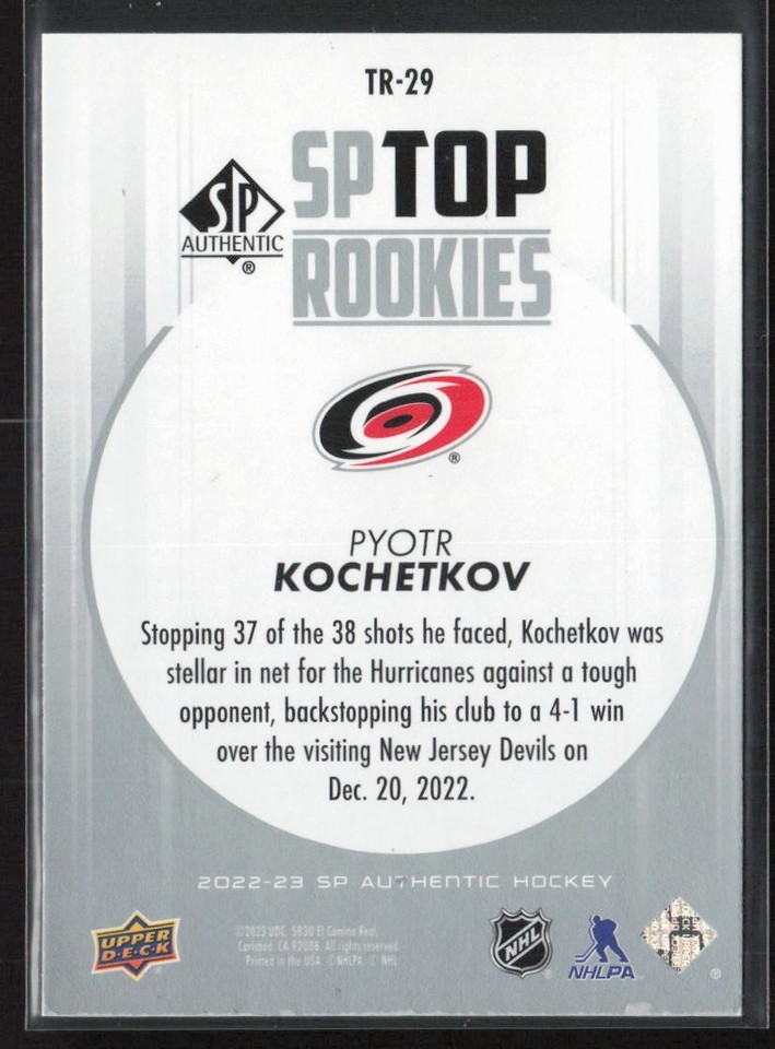 2022-23 SP Authentic - Top Rookies Pyotr Kochetkov #TR-29 (RC) | eBay