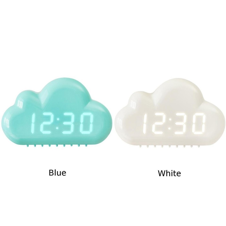 LED Cloud Alarm Clock Voice Trigger Night Light Calendar Celsius ...