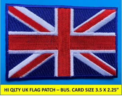 UNITED KINGDOM UK FLAG PATCH IRON-ON SEW-ON EMBROIDERED APPLIQUE (3½ x ...