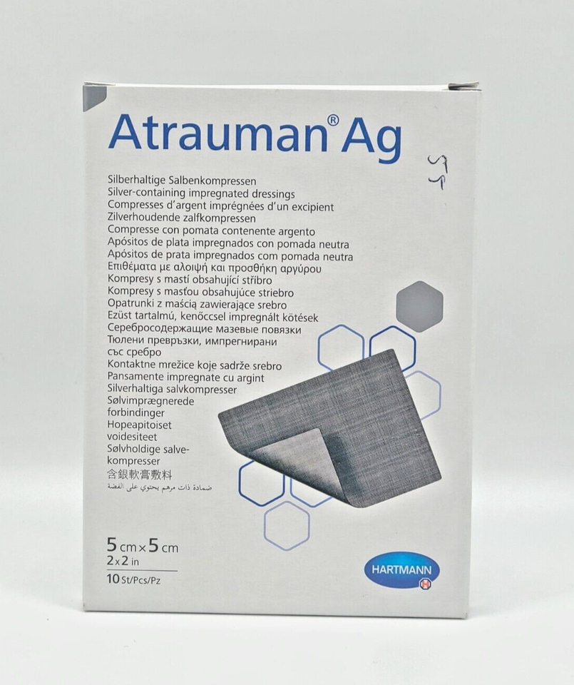 Atrauman Ag 5x5cm Silver Dressings - Box of 10, Antibacterial Wound ...