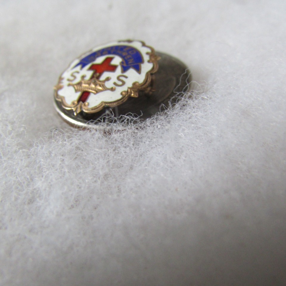 10K Gold Vintage United Brethren Cross Church Red Blue Enamel Pin CROSS ...