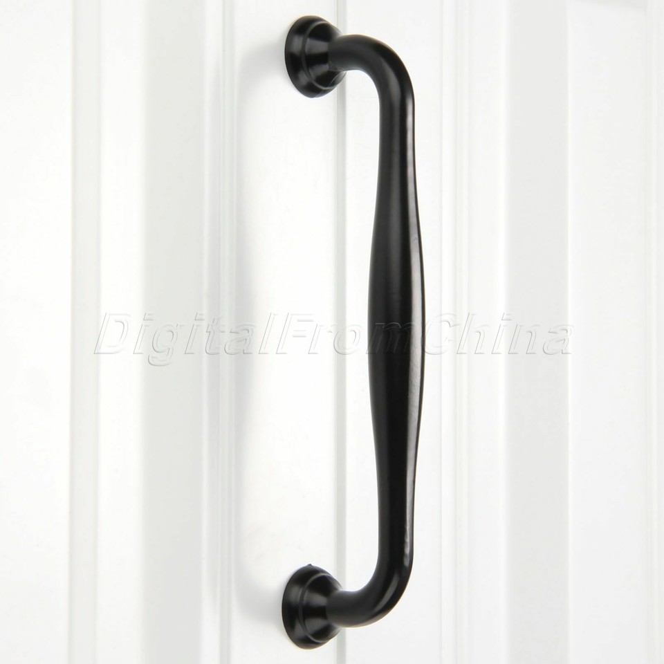 Modern Matt Black Alloy Pull Handles Wardrobe Door Cabinet Drawer Knobs ...