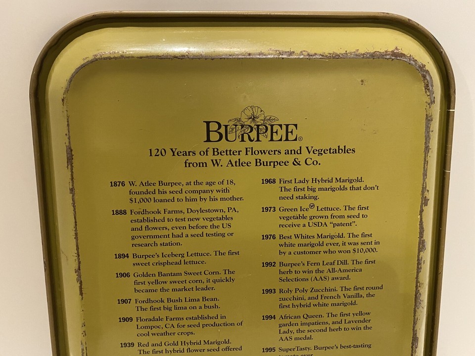 Burpee's Annual 1910 Seeds Metal Serving Flower Design 1997 Seeds that ...