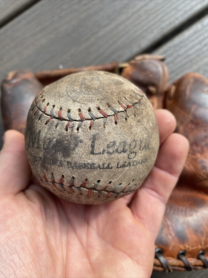 ANTIQUE 1920S? BASEBALL Major LEAGUE BLUE RED STITCH Genuine Authentic ...