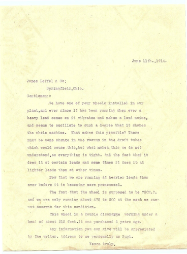 Springfield OH James Leffel & Co Correspondence Letter 1914 e3-52 | eBay