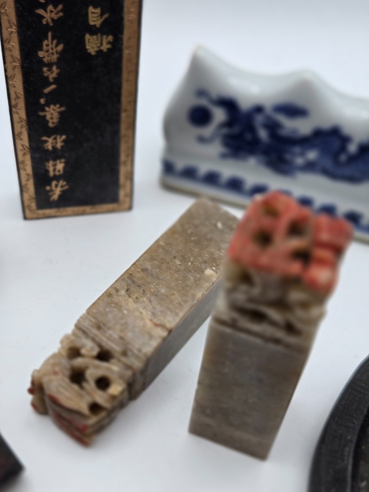 Chinese Scholar’s Calligraphy & Seal Set Ink Sticks, Seals, Inkstone ...