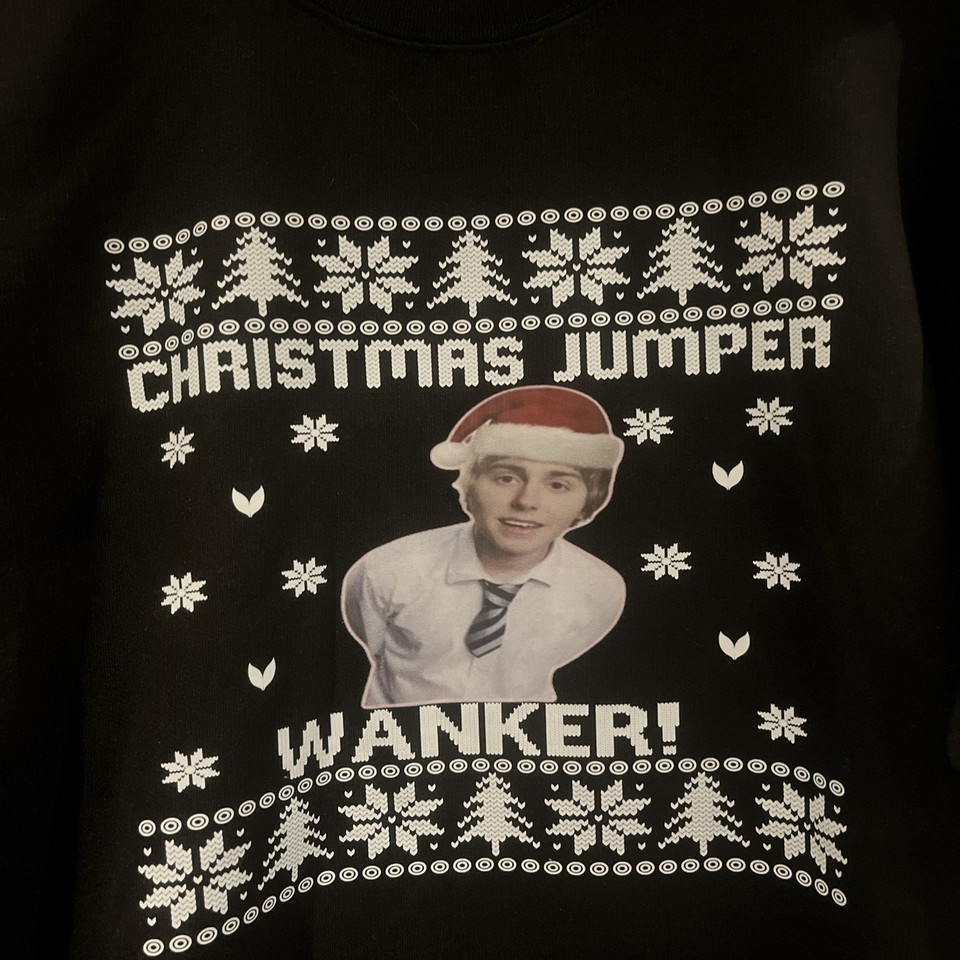 Funny Festive Printed Christmas Inbetweeners Wanker Xmas Jumper Sweater ...