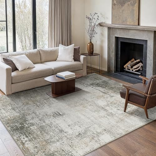 Area Rugs 8x10 Machine Washable Rug for Bedroom 8'x10' Abstract Beige ...