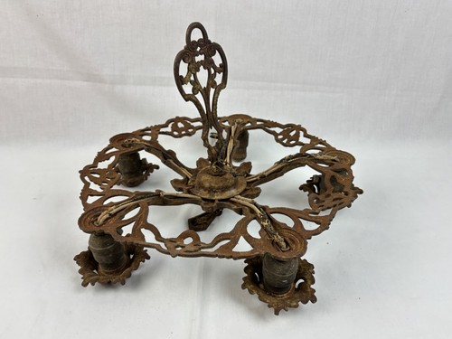 Antique Cast Iron 5 Light Chandelier 16" - BROKEN PENDANT NEEDS REPAIR ...