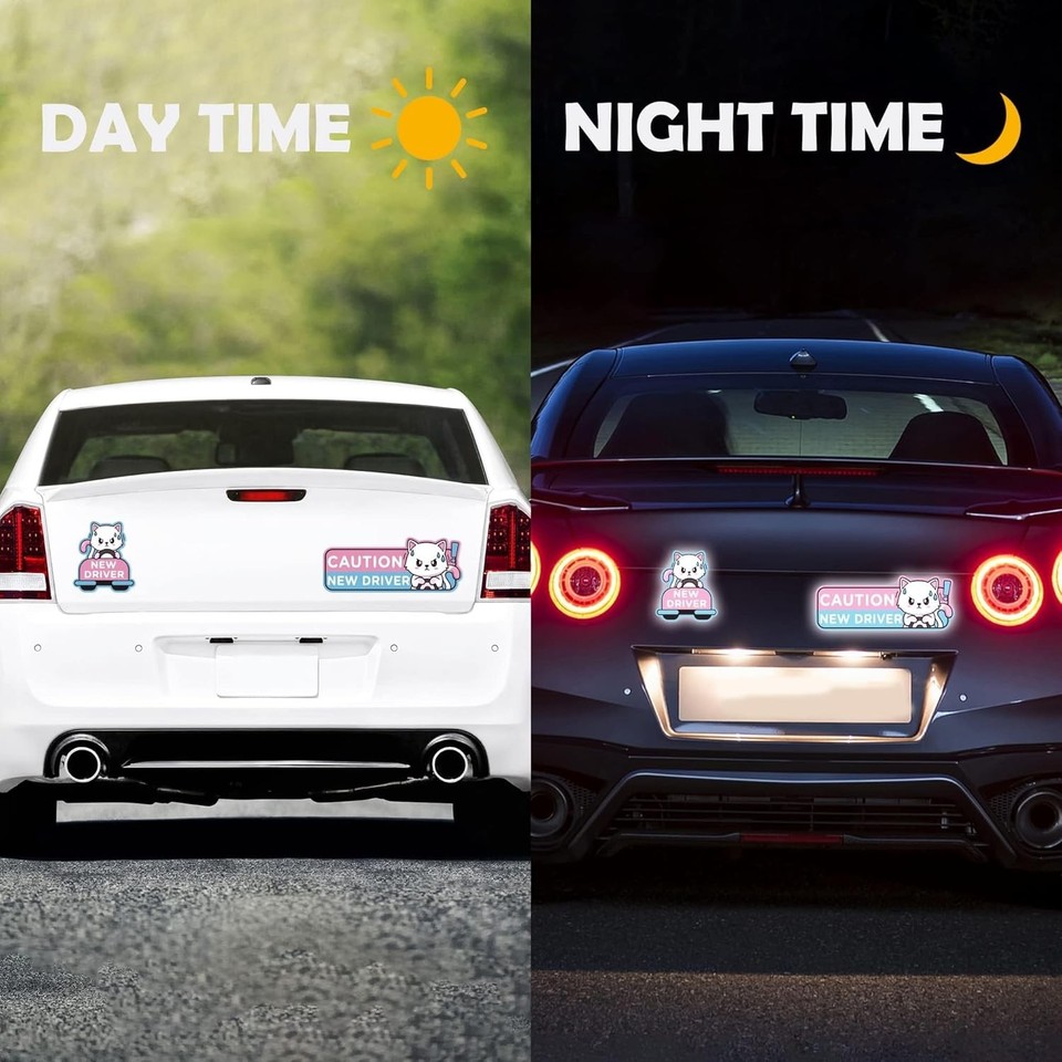 4pcs Cartoon Cat Student Driver Car Magnets – Cute Small, Multi Color ...