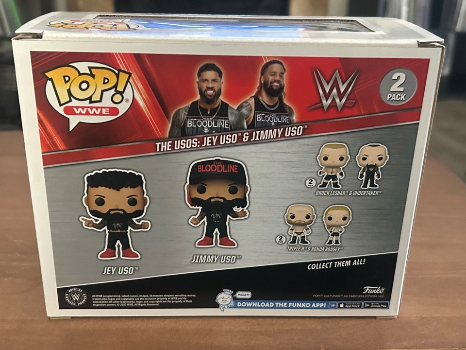 WWE FUNKO POP! The Usos: Jey & Jimmy Uso 2 Pack The Bloodline Black And ...