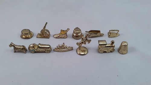 Lot Of 12 Vintage Monopoly Deluxe Edition Replacement Gold Metal Player ...