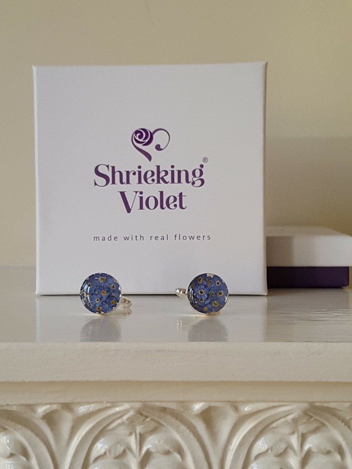 SHRIEKING VIOLET SILVER ROUND CUFFLINKS - FORGET ME NOT - ROUND | eBay UK