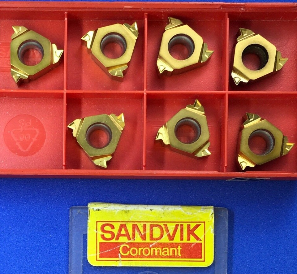 7pc SANDVIK 166.0L-16UN01-120 carbide threading inserts;1020🎯Machinist ...