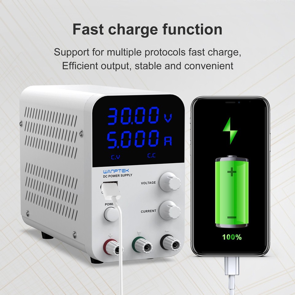 0-30V 5A adjustable Lab DC power supply Bench Variable Programmable ...